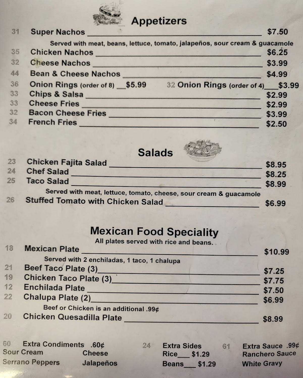 Menu at Sunrise Restaurant, Uvalde