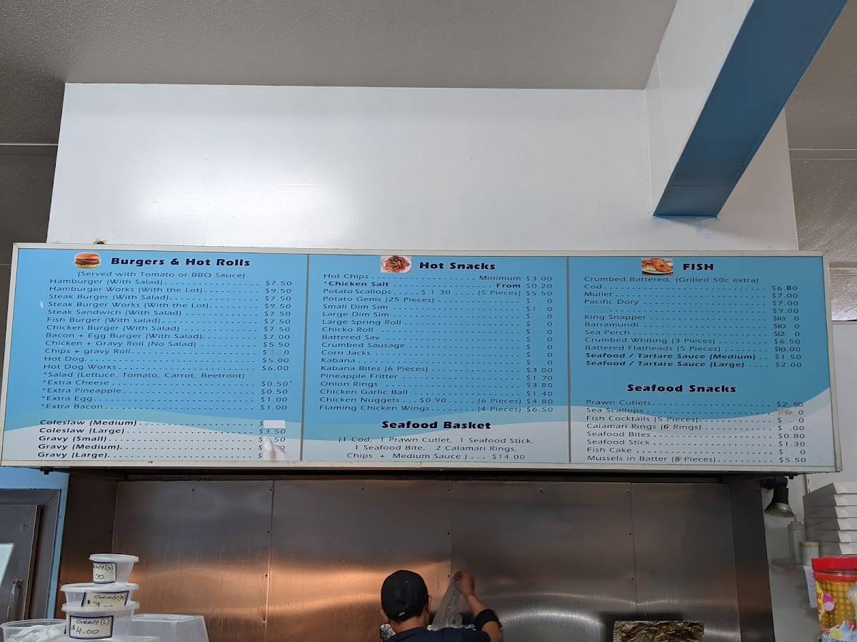 Menu at Super Snack Fish & Chips. Chinese & Noodle bar, Wynnum