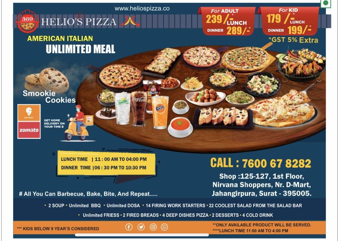 Menu at Helios Pizza, Surat