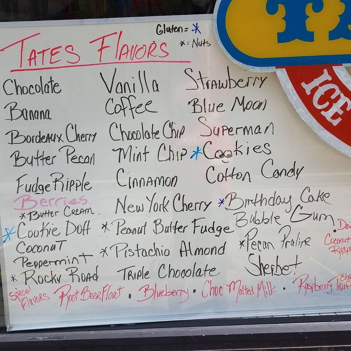Menu at TATES Old Fashioned Ice Cream desserts, La Grange