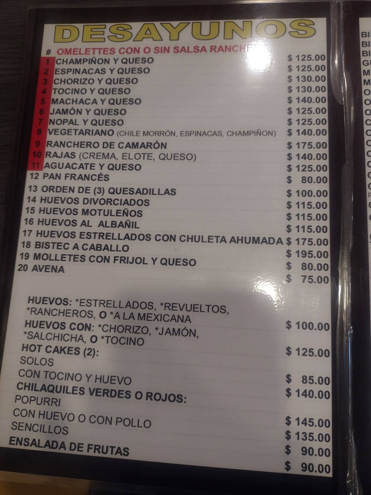 Carta del restaurante TACOS MARU, Ensenada