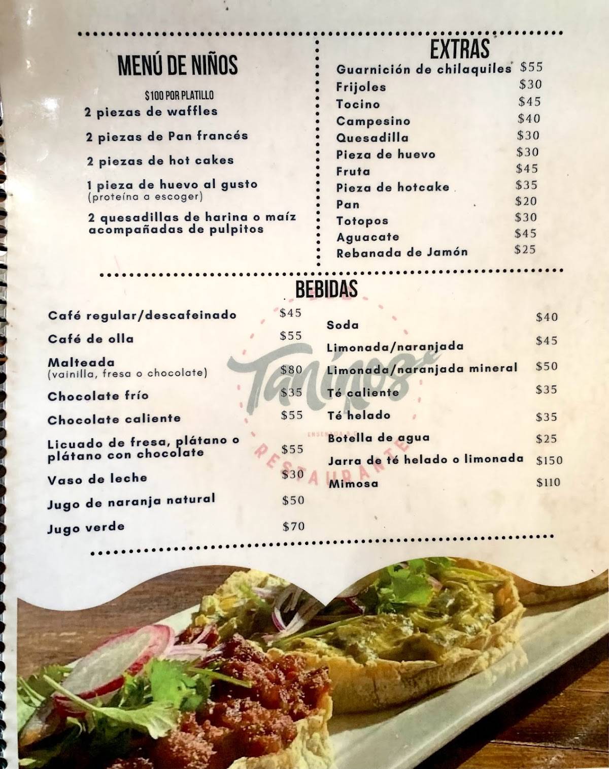 Menu at Taninos Restaurante, Ensenada