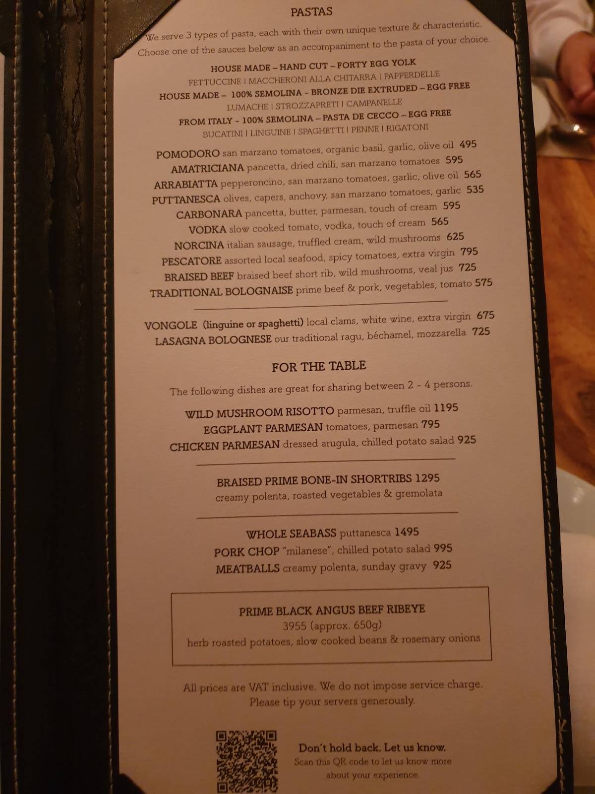 Menu at Tavolata restaurant, Mandaue City, Design Center of 6014