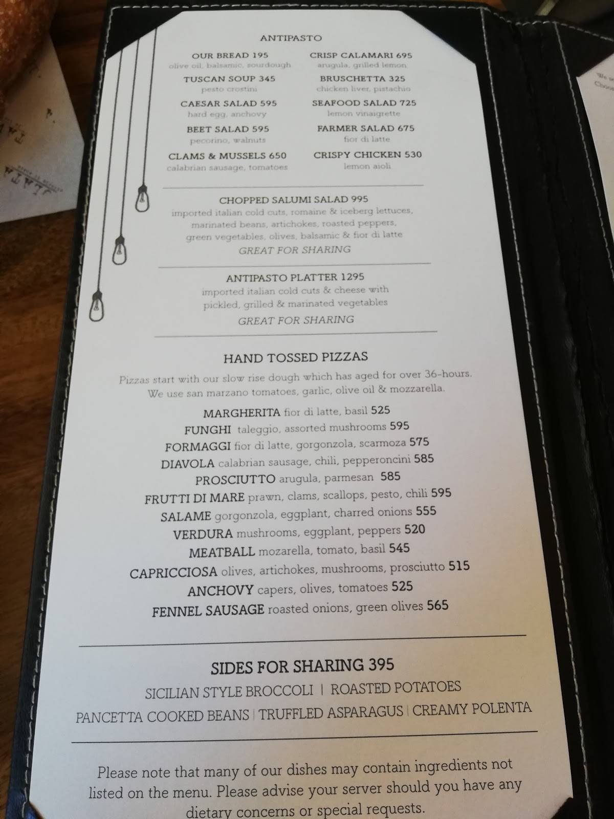 Menu at Tavolata restaurant, Mandaue City, Design Center of 6014
