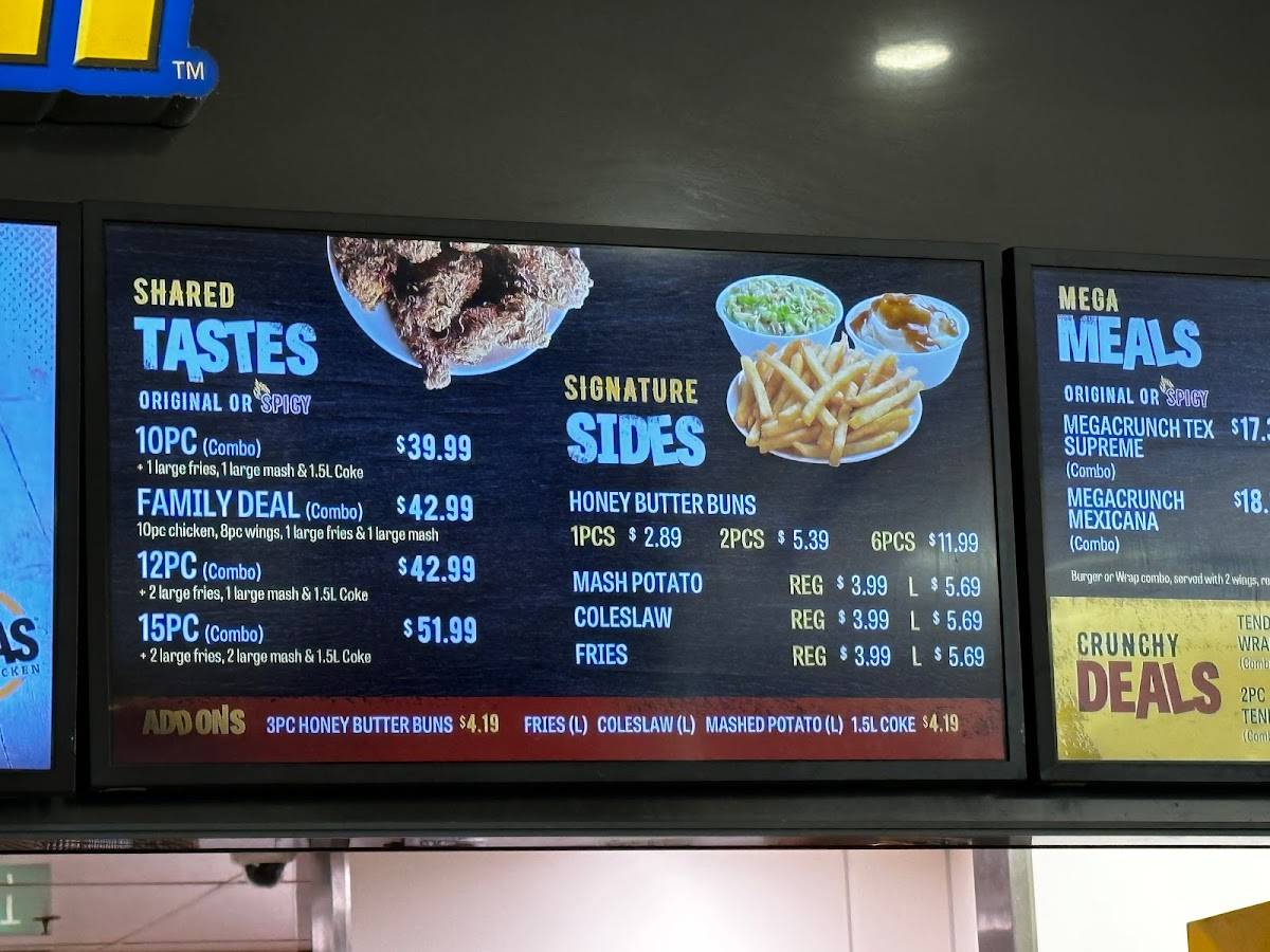 Menu at Texas Chicken Manukau restaurant, Auckland