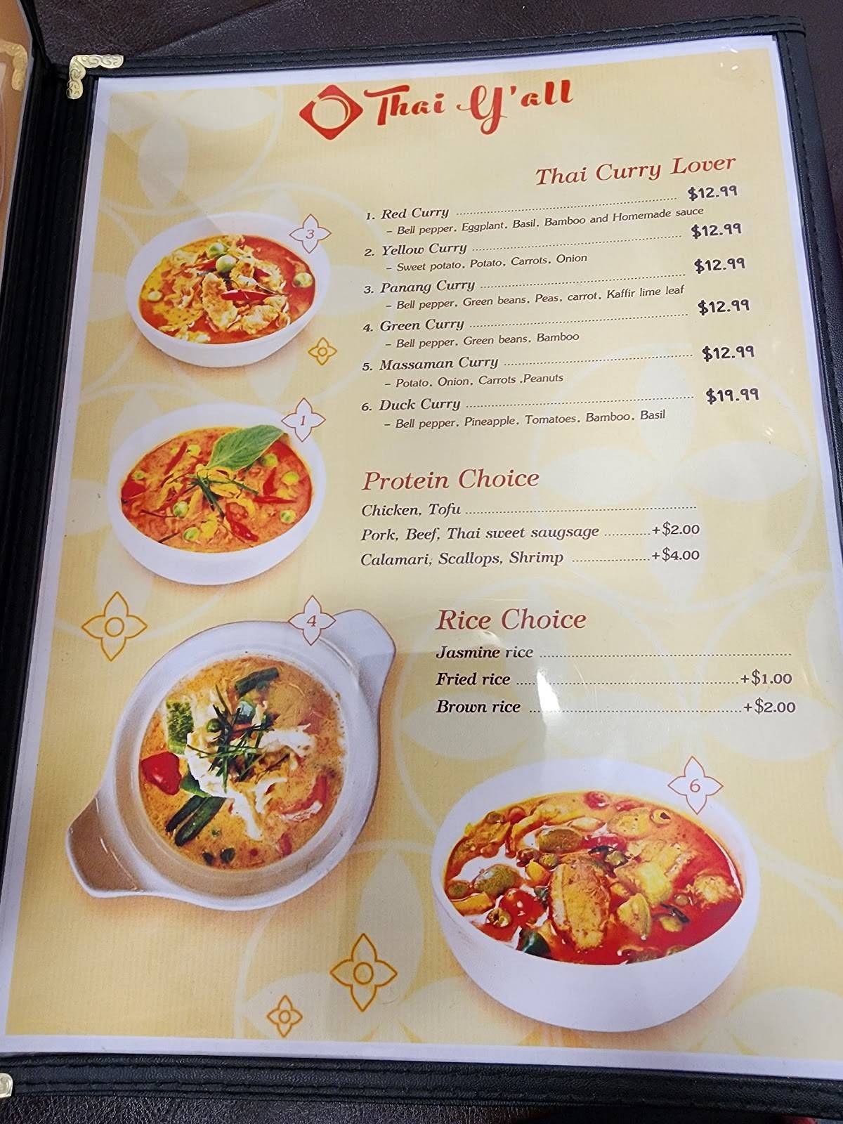 Menu at Thai Y'all restaurant, Boiling Springs, Boiling Springs Rd STE H