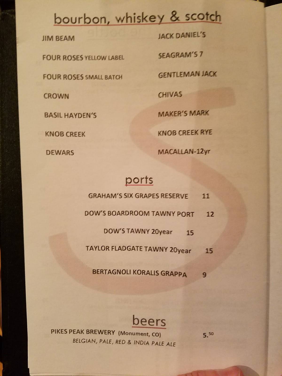 Menu at The Bistro on 2nd restaurant, Monument