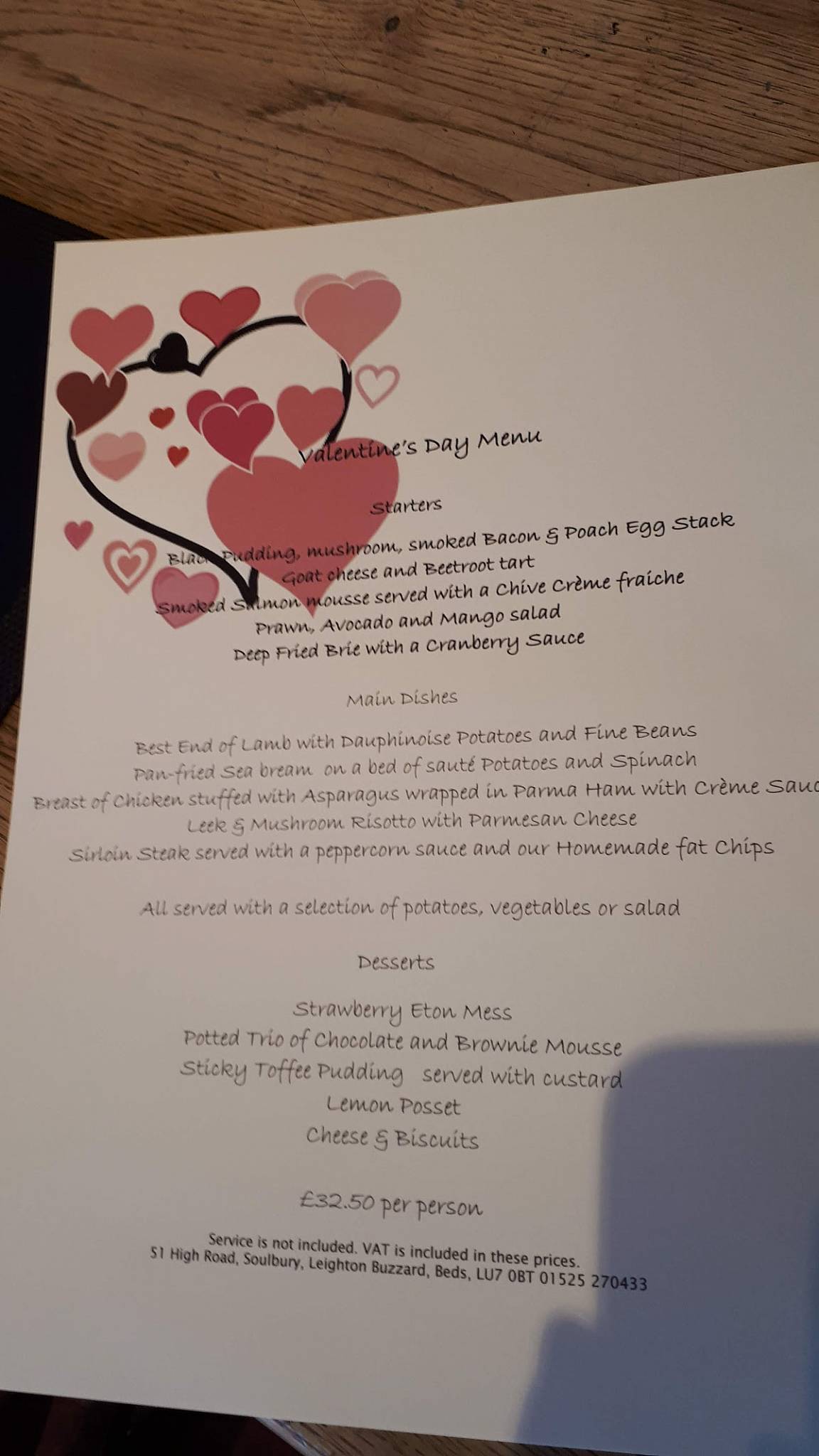 Menu at The Boot Inn restaurant, Leighton Buzzard, 51 High Rd