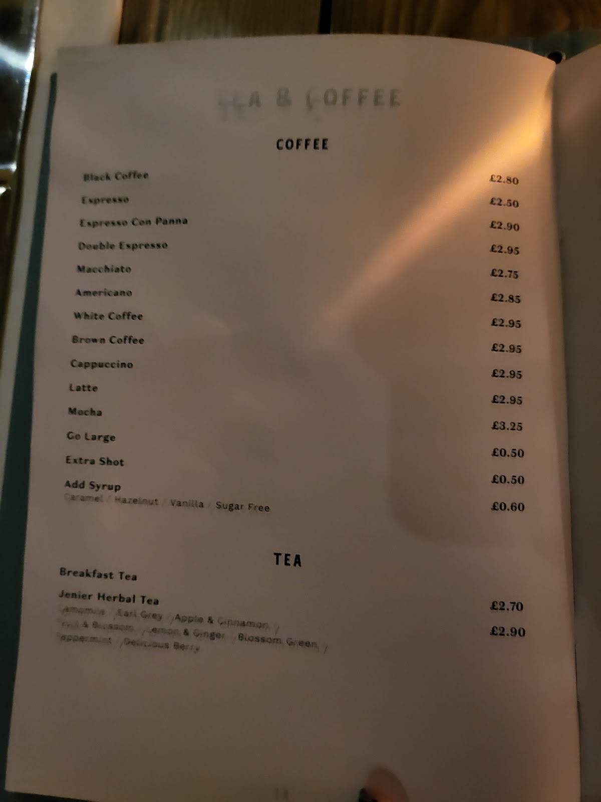Menu at The Bridge Inn restaurant, Linlithgow
