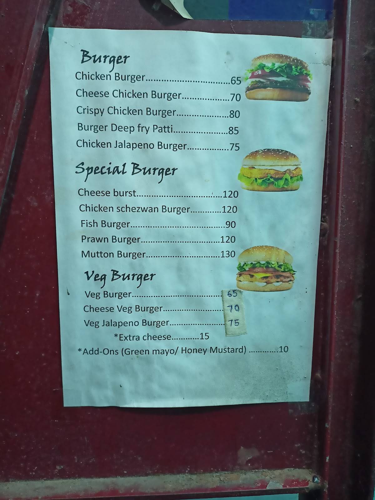 Menu at The Burger Zone, Baruipur
