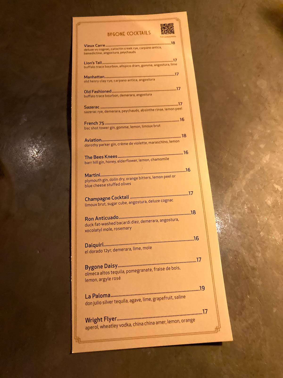 Menu at The Bygone pub & bar, Baltimore
