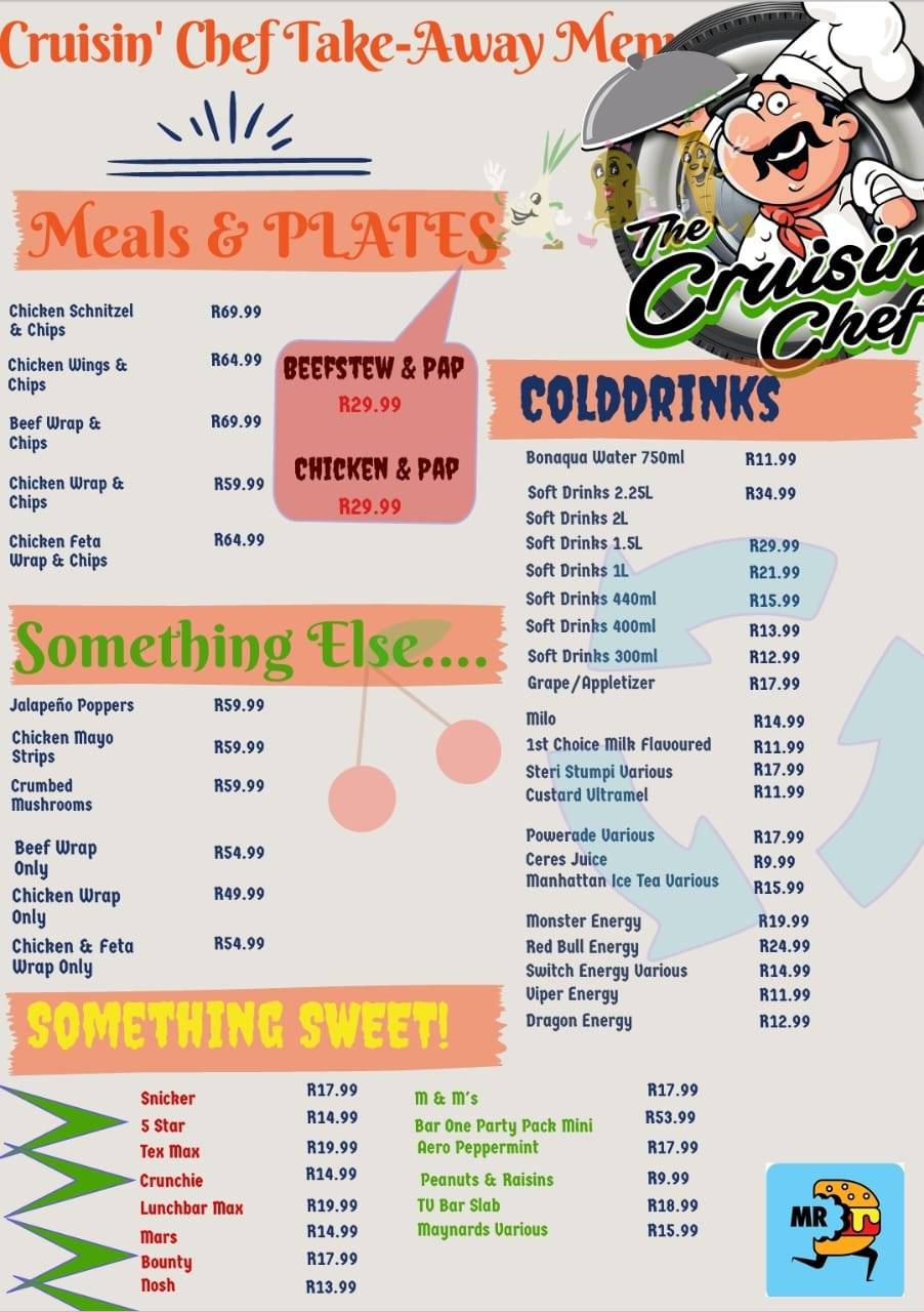Menu at The Cruisin'Chef cafe & take away, Middelburg