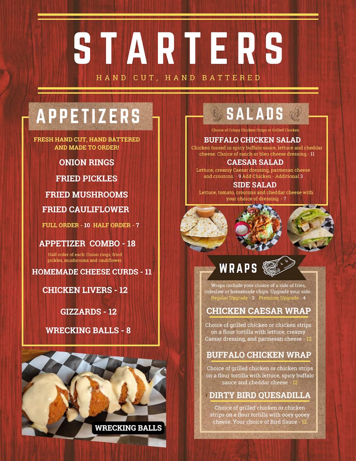 Menu at The Dirty Bird restaurant, Sycamore