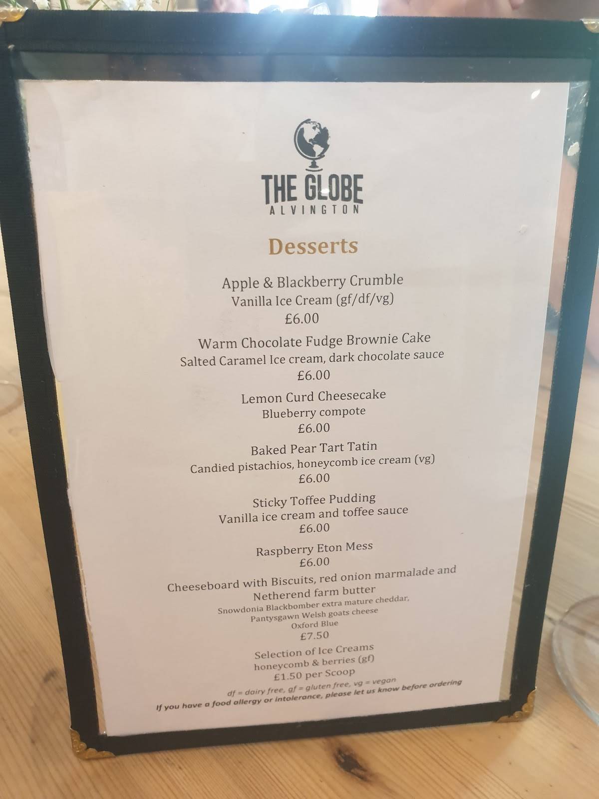 Menu at The Globe Inn, Alvington pub & bar, Lydney