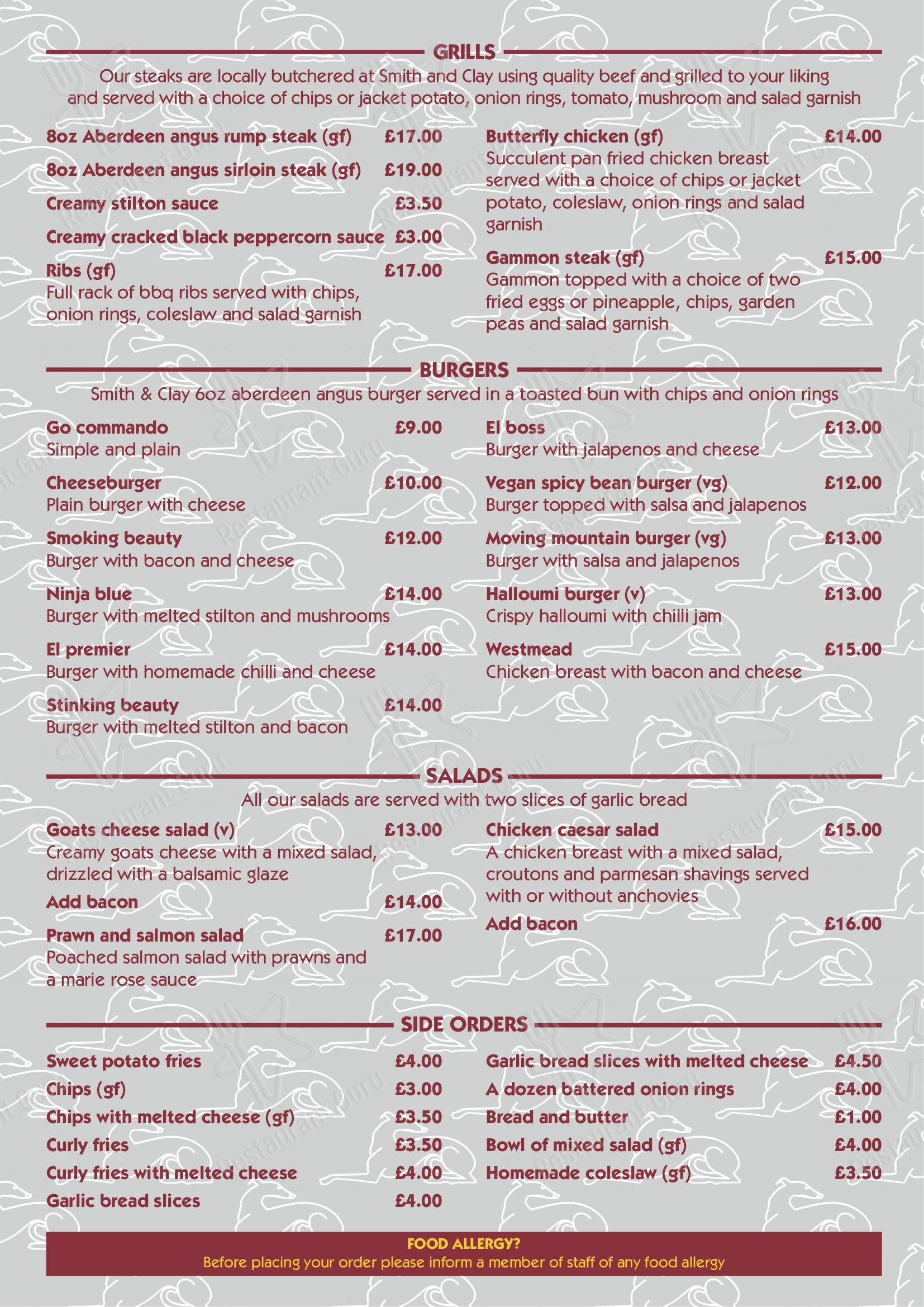 Menu at The Greyhound Inn pub & bar, Brackley