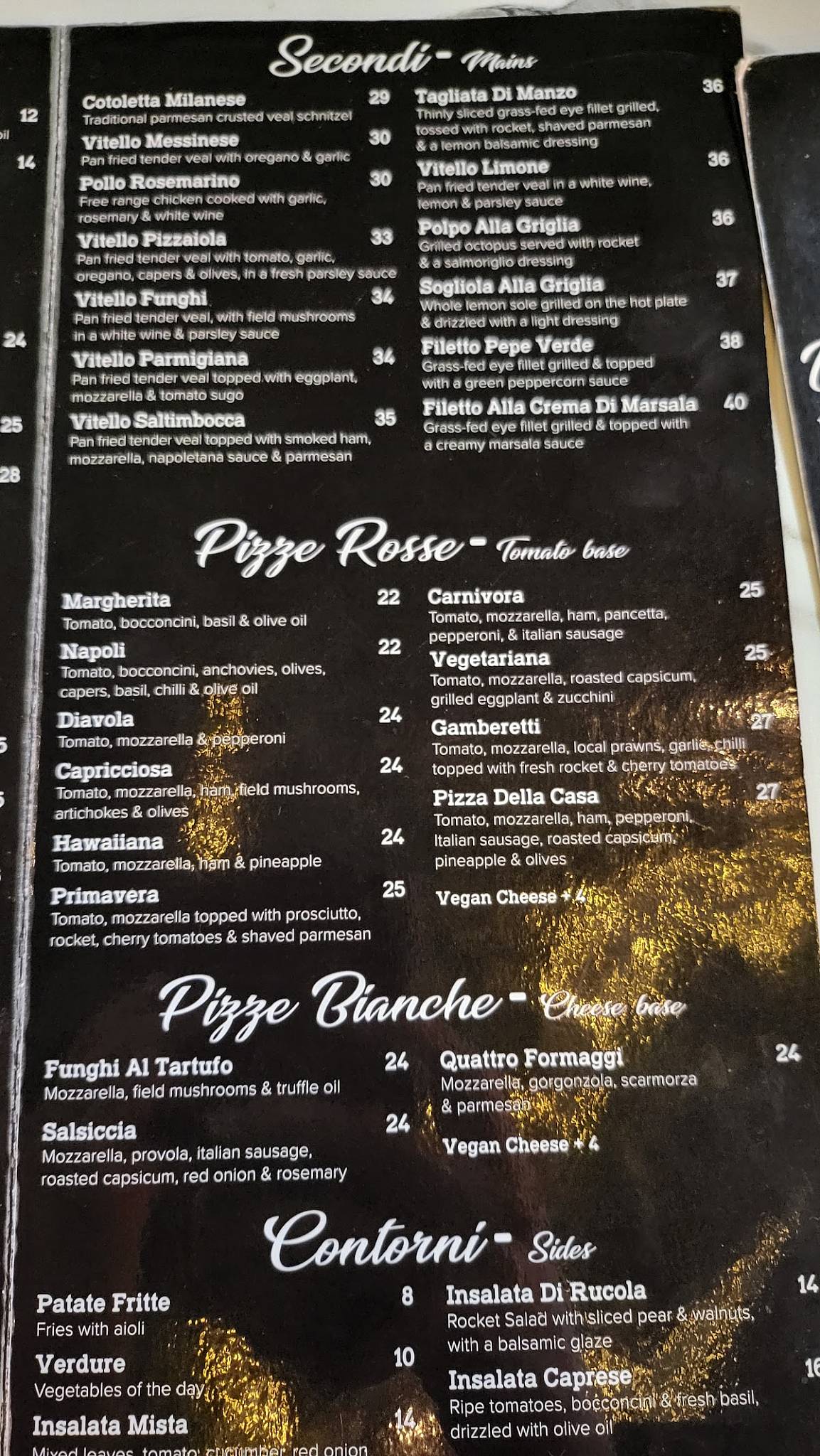 Menu at The Italian Plate restaurant, Ascot