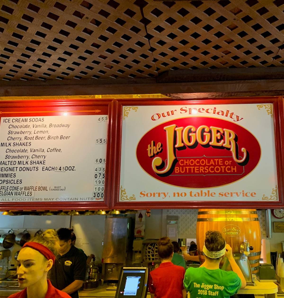 Menu at The Jigger Shop fast food, Mount Gretna