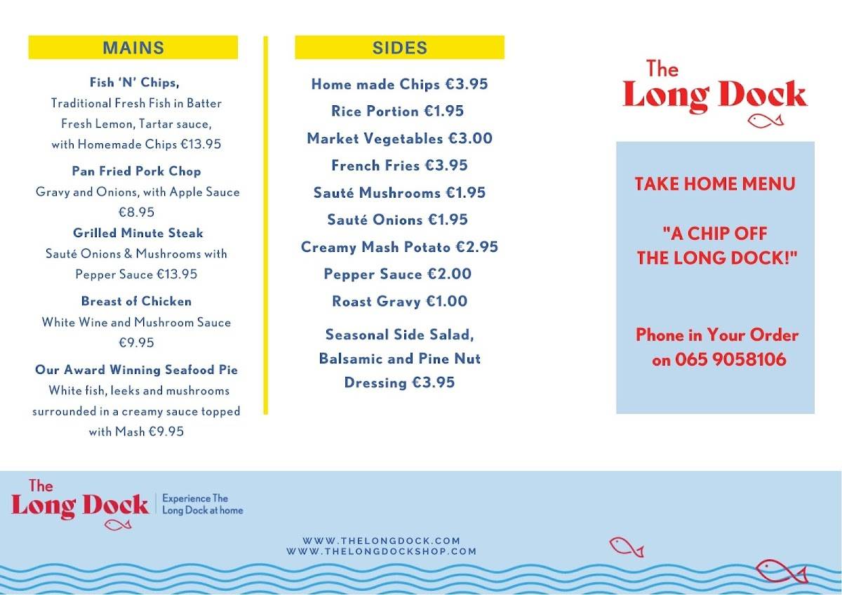 Menu at The Long Dock Pub and Restaurant, Carrigaholt