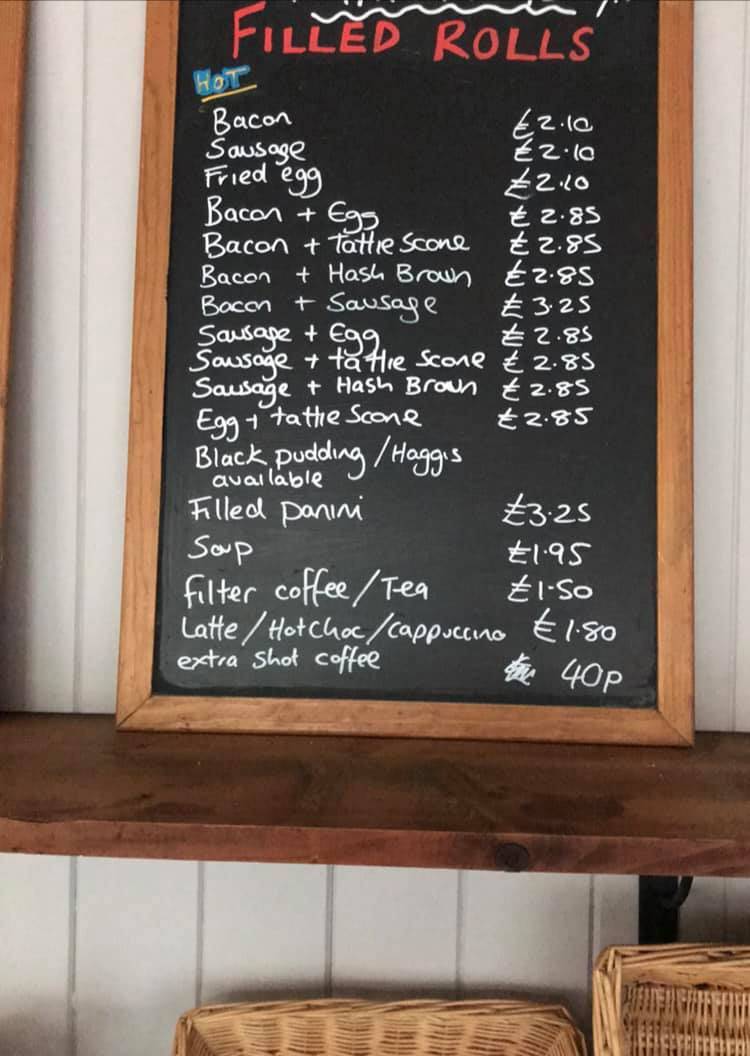 Menu at The Olive Tree cafe, Newcastleton