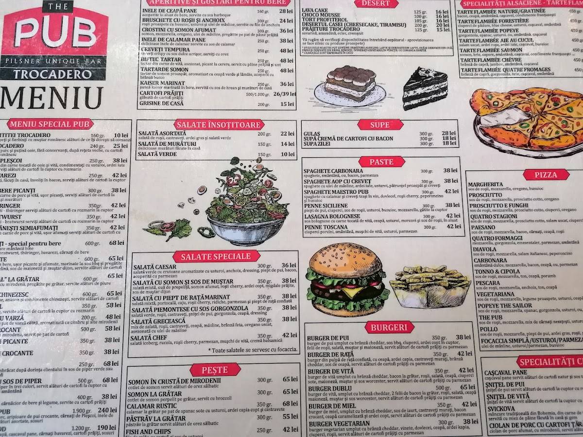 Menu at The PUB Bucharest, Bucharest