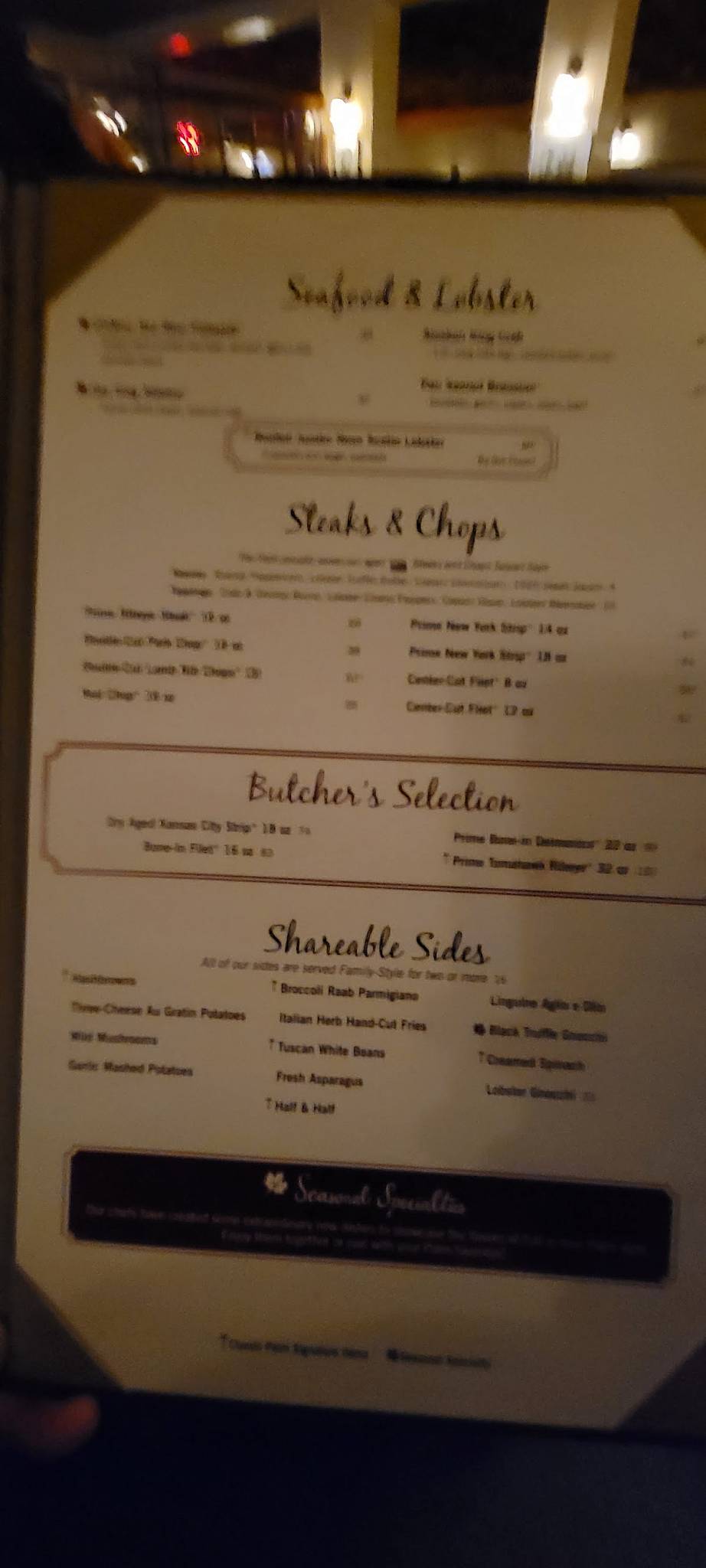 Menu at The Palm - Miami steakhouse, Bay Harbor Islands, E Bay Harbor Dr