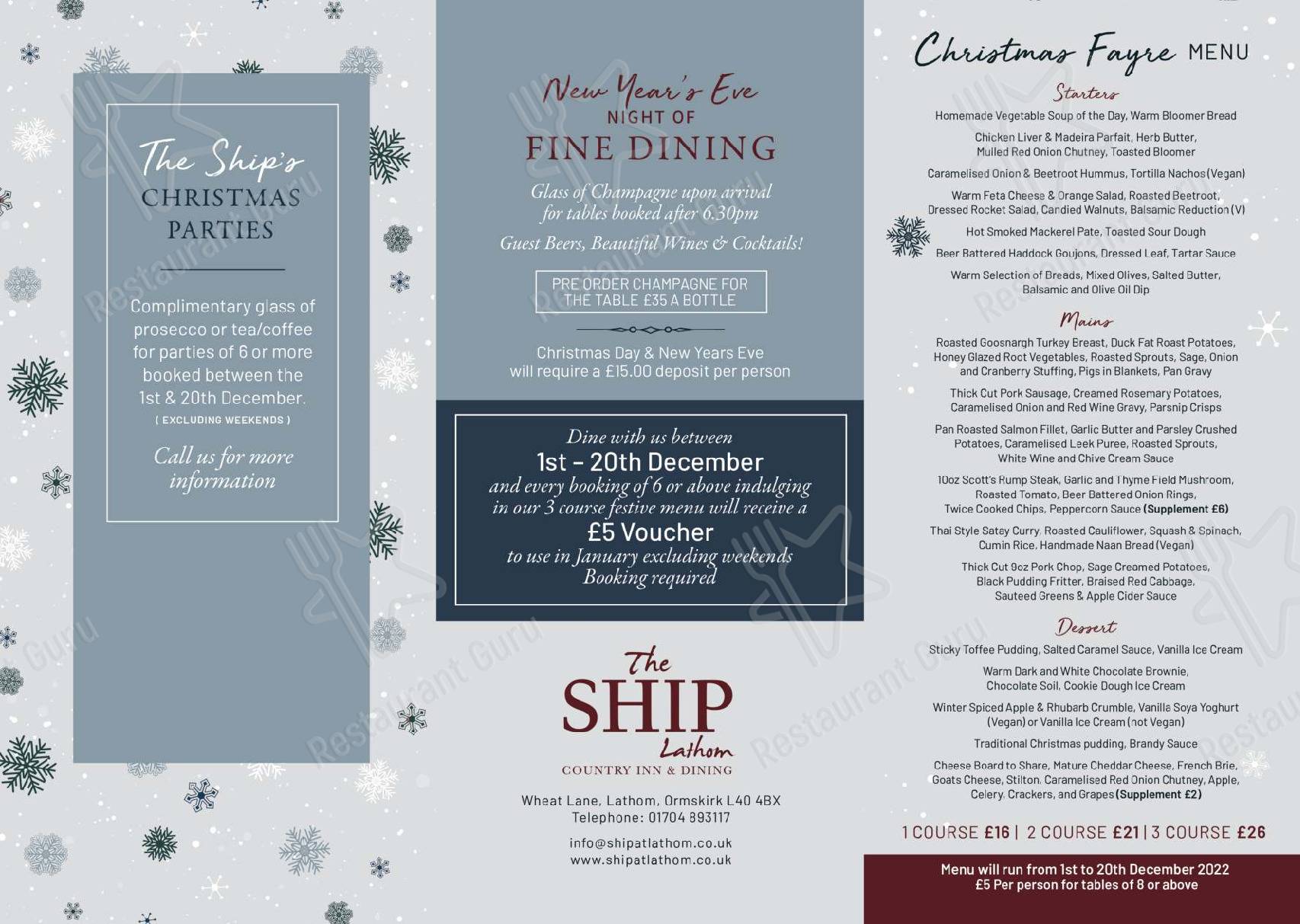 Menu at The Prince Albert pub & bar, Ormskirk