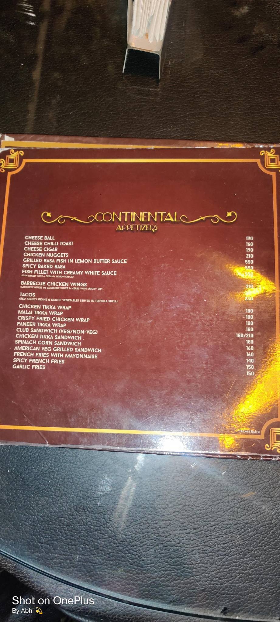 Menu at The Reef Rooftop Restaurant, Ranchi