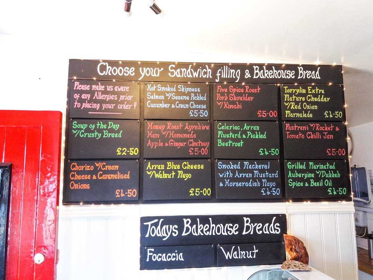 Menu at The Sandwich Station fast food, Lochranza, A841