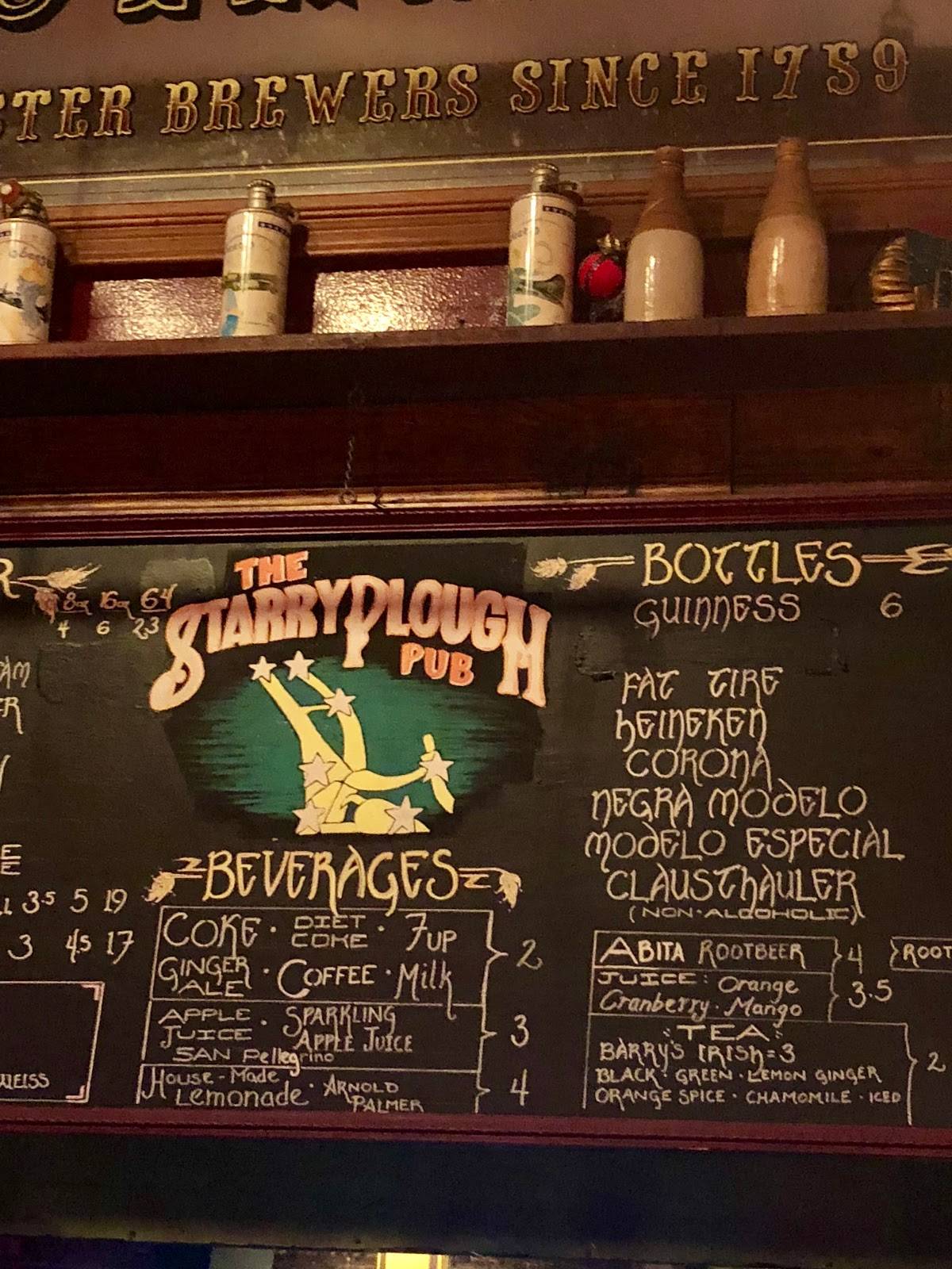 Menu at The Starry Plough Pub, Berkeley