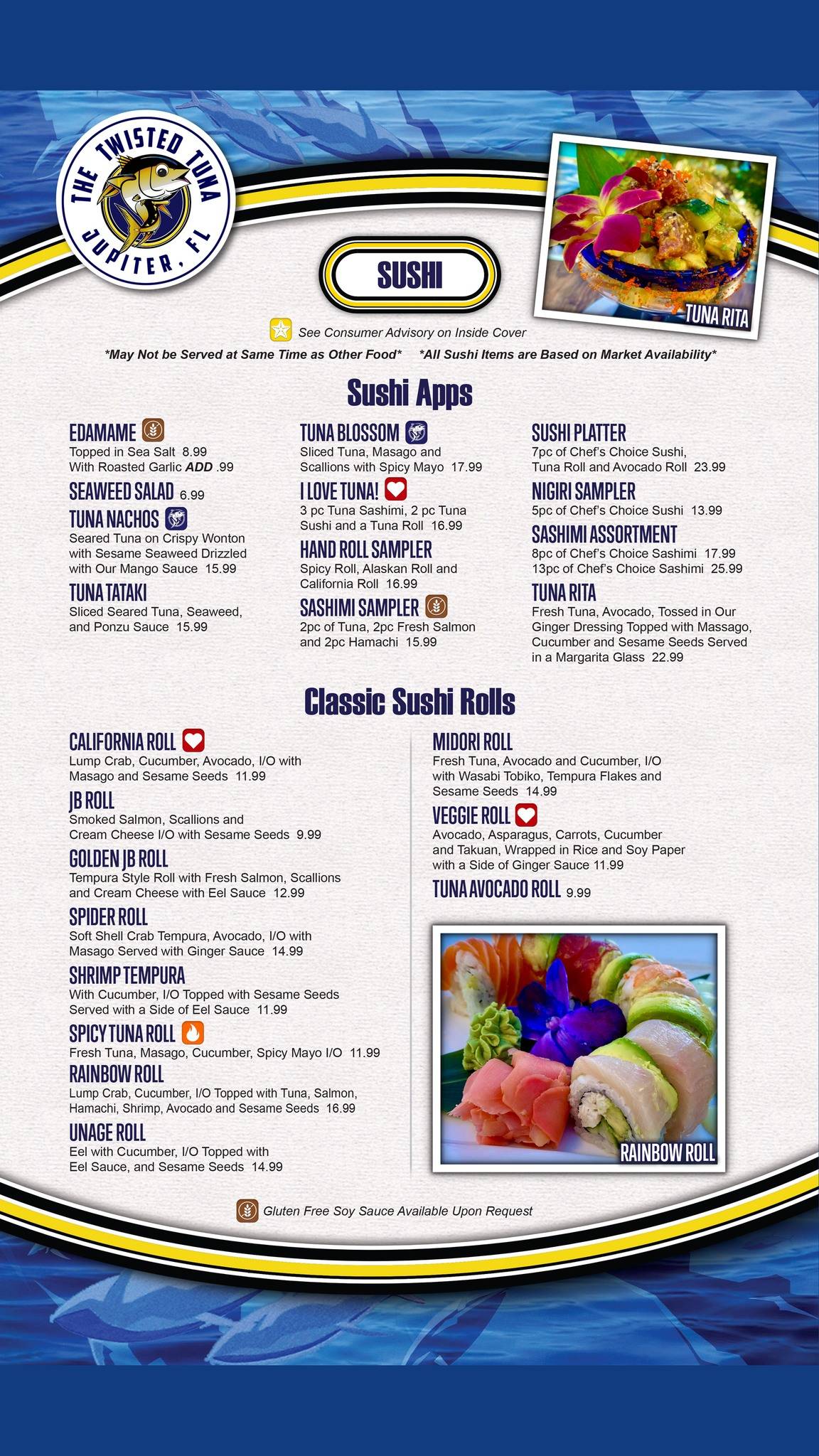 Menu at The Twisted Tuna - Jupiter FL restaurant, Jupiter