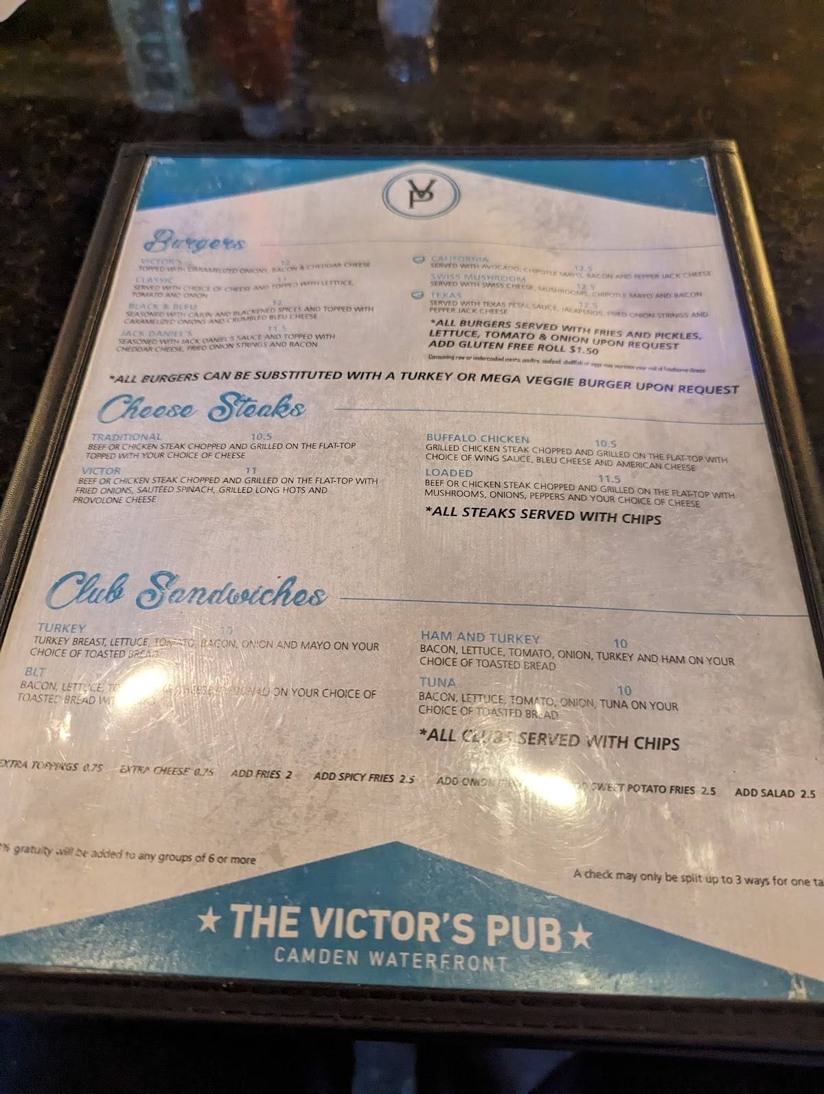 Menu at The Victor Pub, Camden