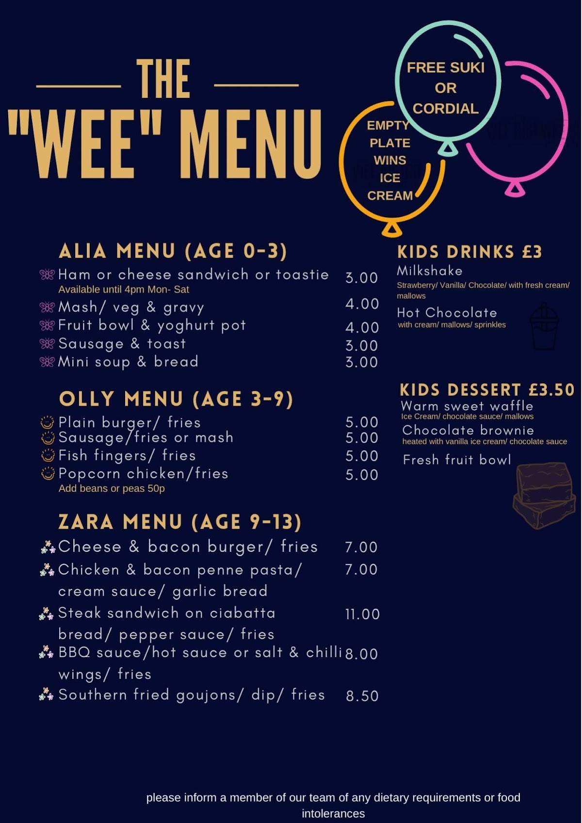 Menu at The Wee Bistro restaurant, Glengormley
