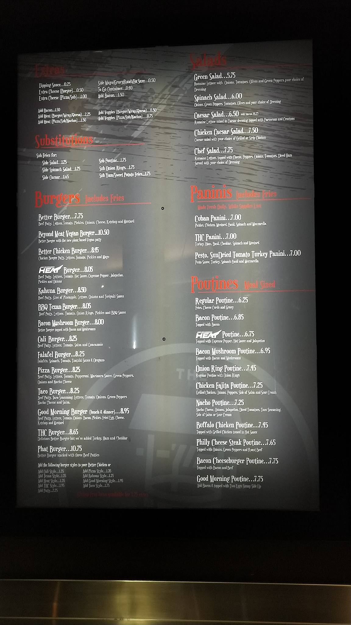 Menu at The Well Student Pub, Kelowna