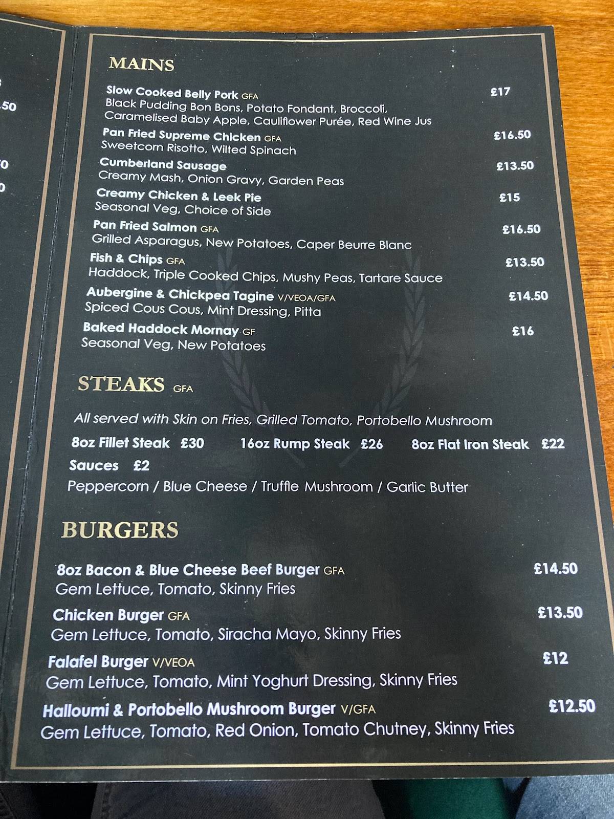 Menu at The Wheatsheaf Gomersal pub & bar, Cleckheaton