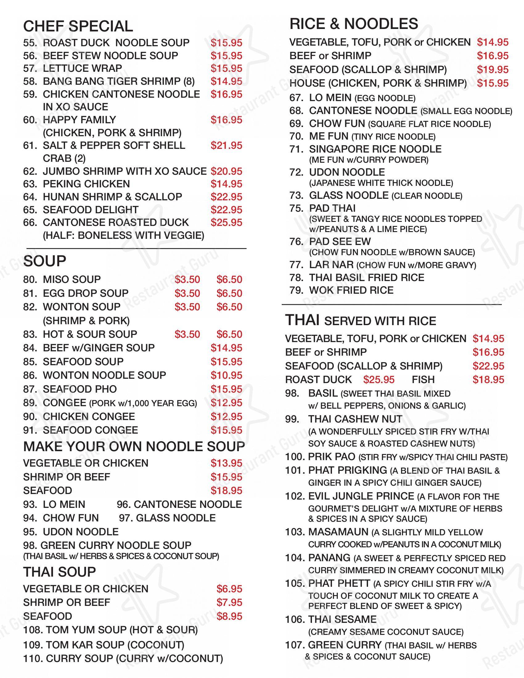 Carta del restaurante The Wok, Rochester