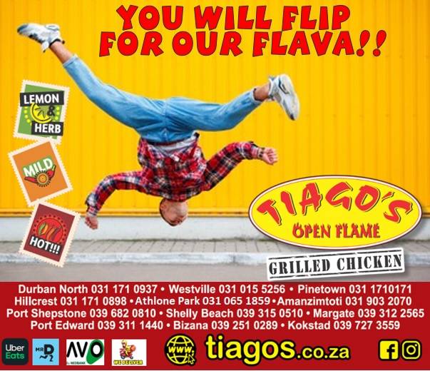 Menu at Tiago's Bizana restaurant, Bizana, 88 Main Street