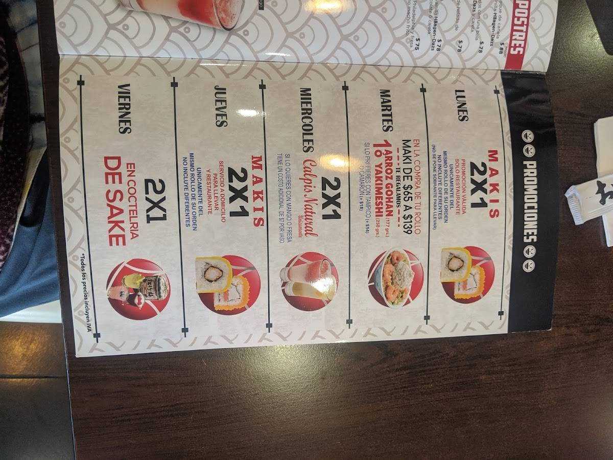 Carta del restaurante Tokyo Rose Del Valle, Ciudad del México, Av ...