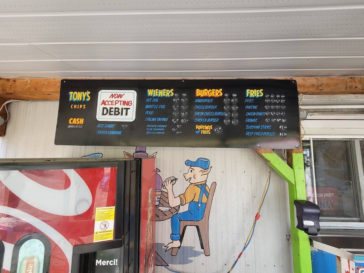Menu at Tony's Chip Wagon restaurant, Ottawa