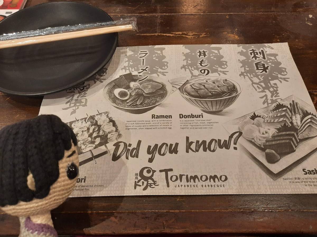 Menu at Torimomo restaurant, Manila, HXGM+CRC