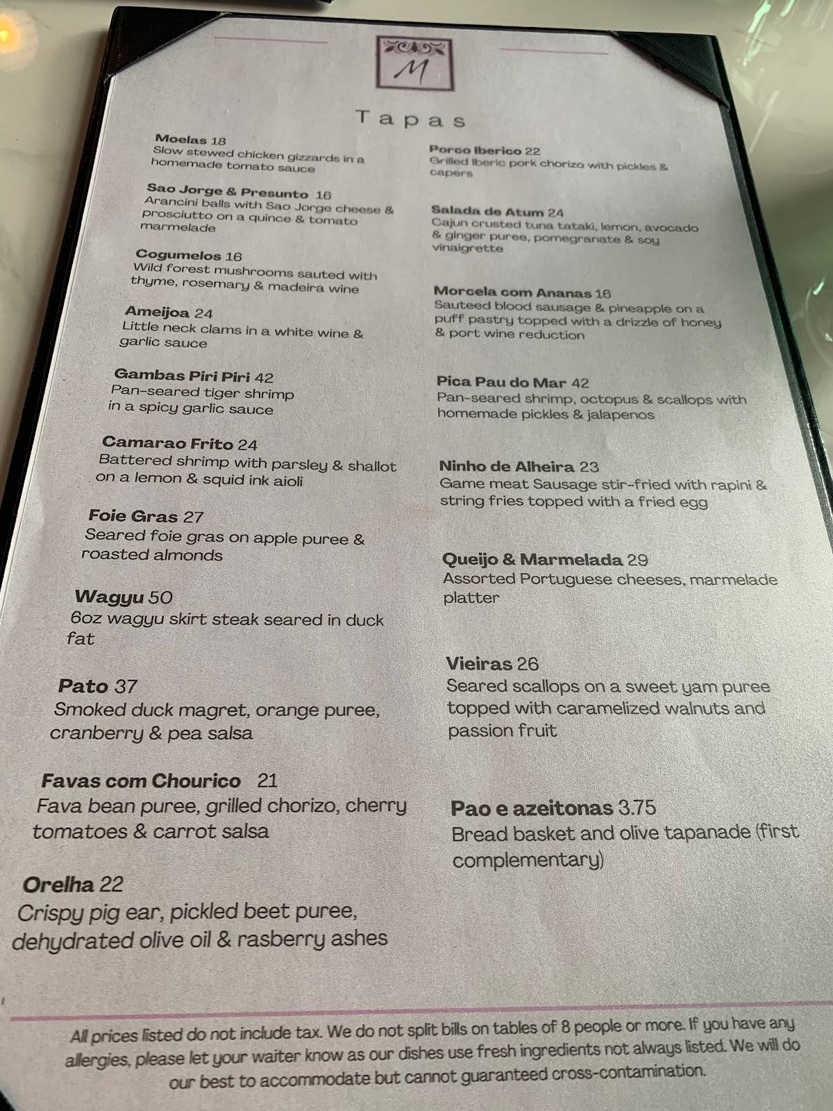 Menu at Mercado Restaurant, Toronto