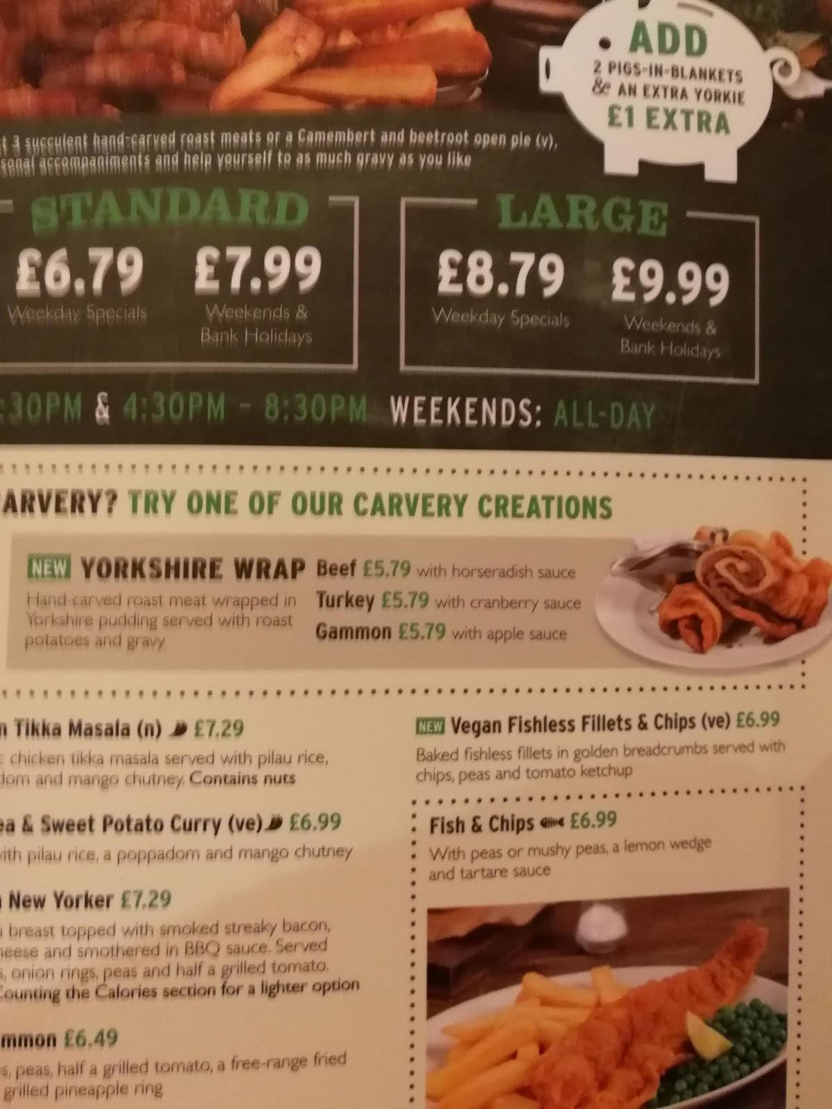 Menu at Old Engine House, Greene King Pub & Carvery, Torquay