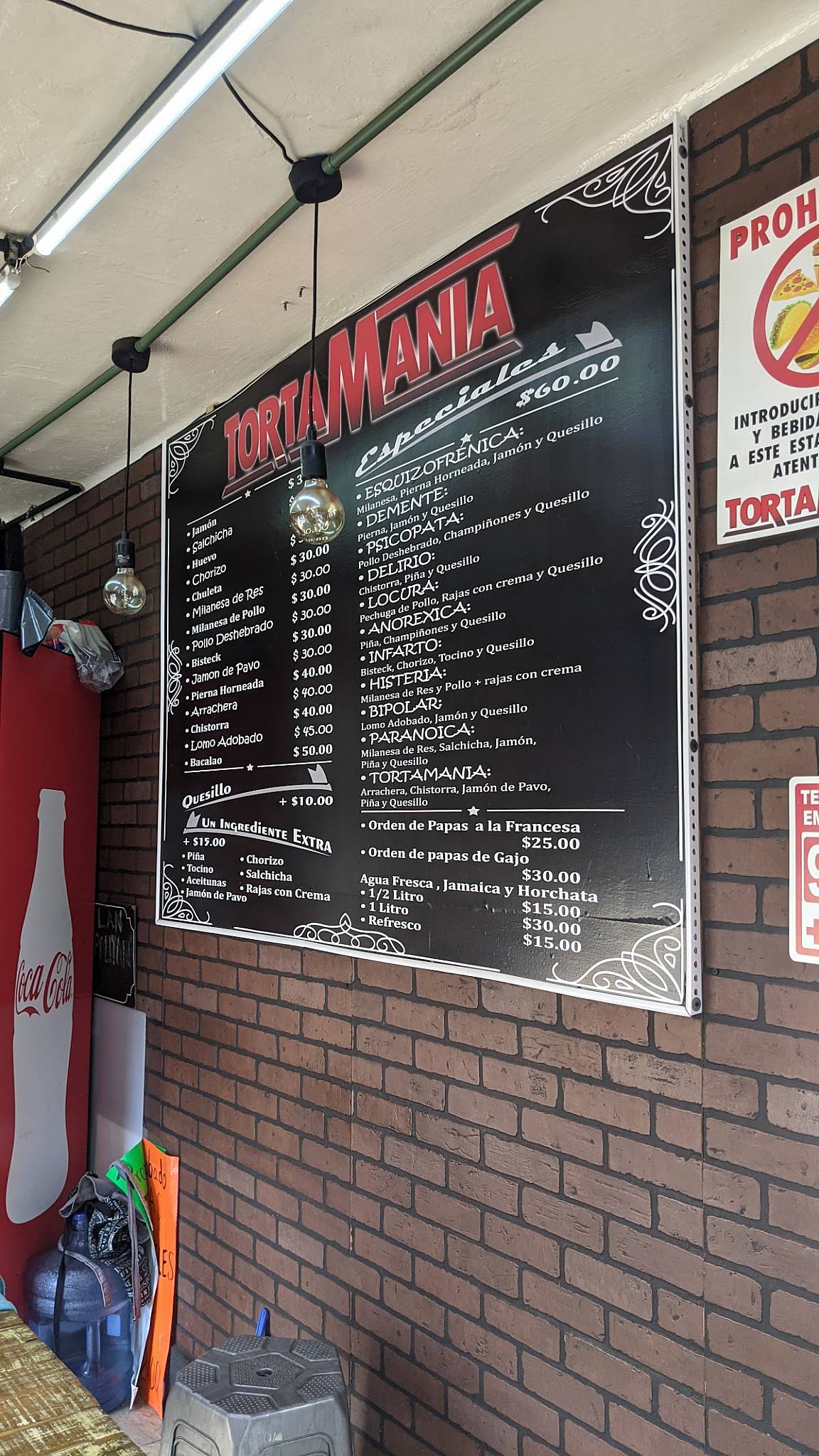 Menu at Torta Mania restaurant, Ciudad López Mateos