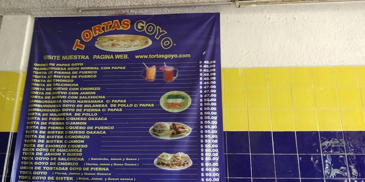 Carta del restaurante Tortas Goyo, Cancún, Av. Francisco I. Madero SM 70