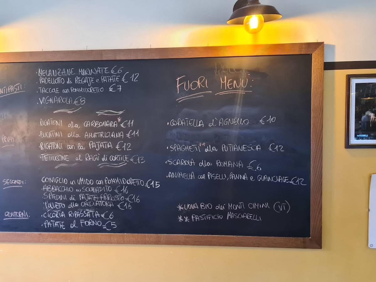 Menu at Trecca - Roma restaurant, Rome