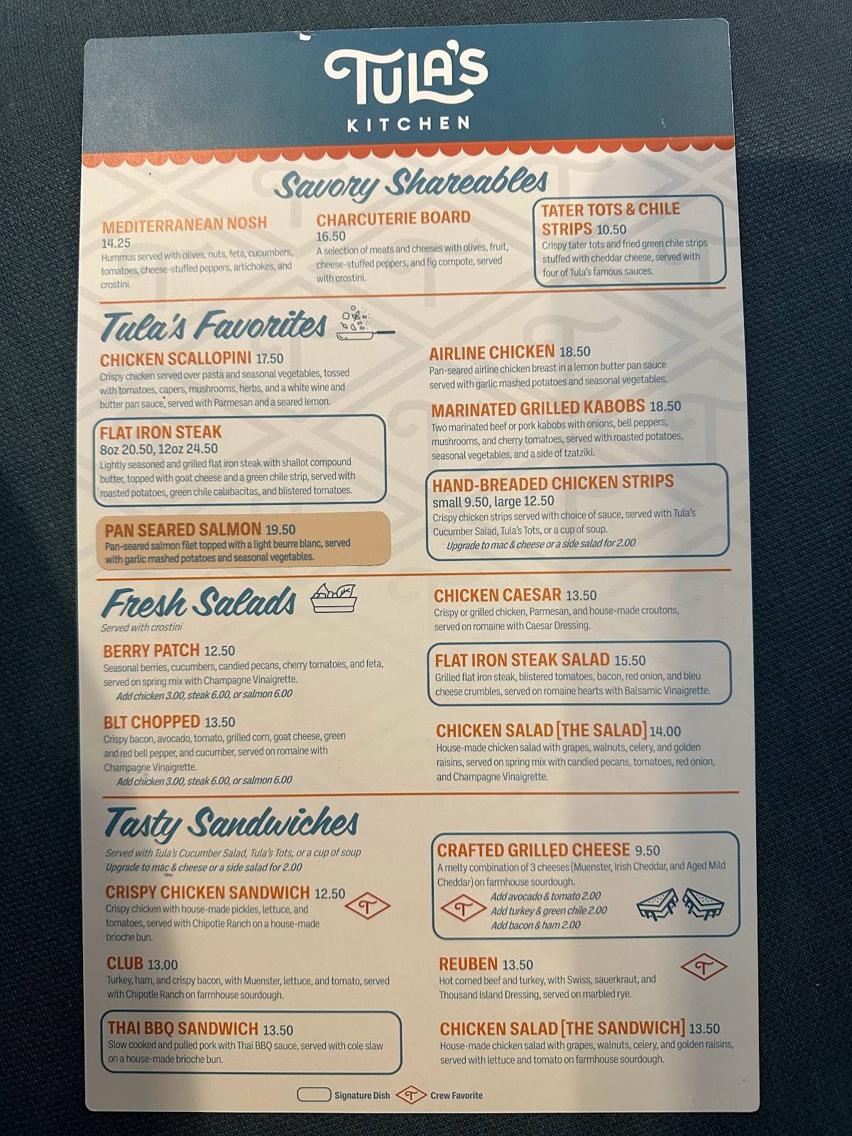 Carta del restaurante Tula's Kitchen, Albuquerque