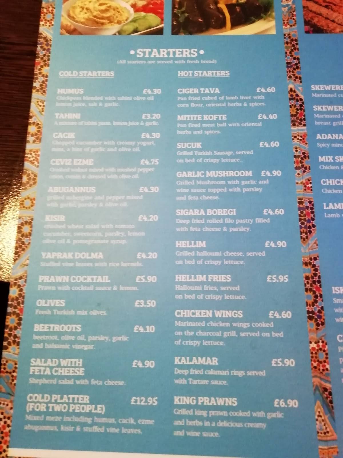 Menu at Turquaz Turkish BBQ Restaurant, Ormskirk