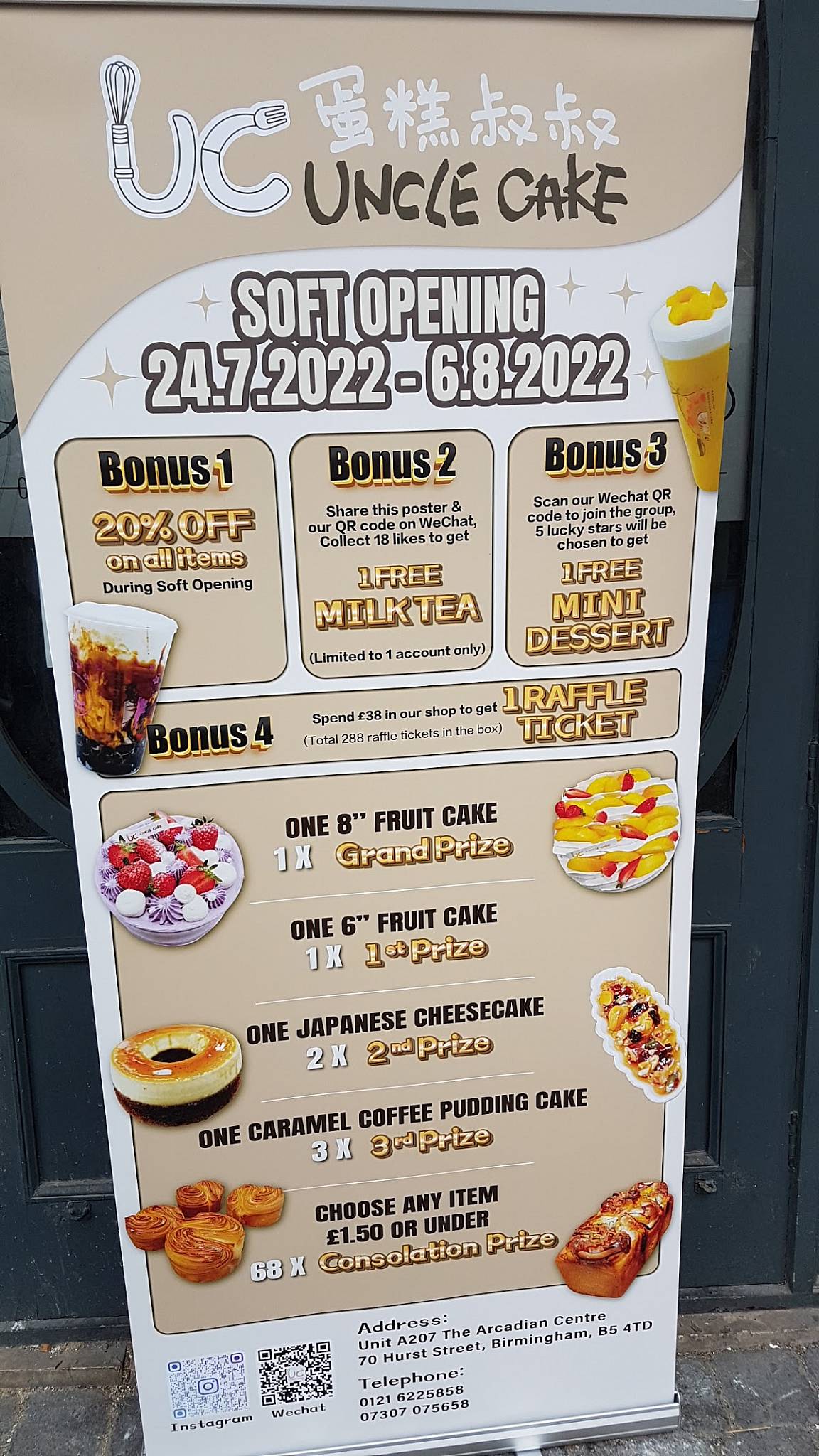 Menu at Uncle Cake restaurant, Birmingham