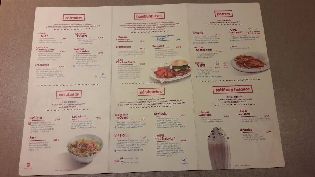 Carta del restaurante VIPS Smart, Fuenlabrada, Avenida Pablo Iglesias