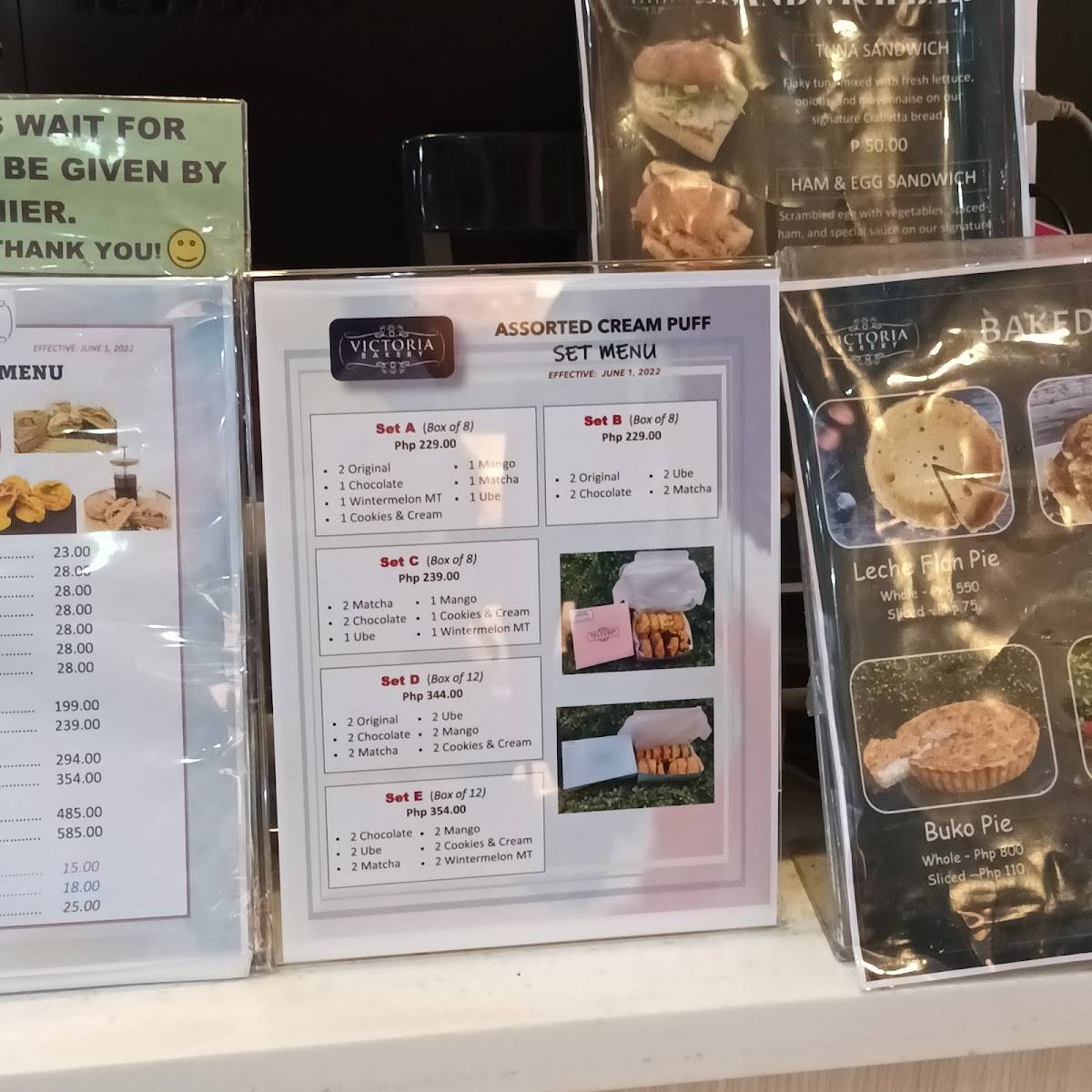 Menu at Victoria Bakery, Baguio, CH7W+PM8