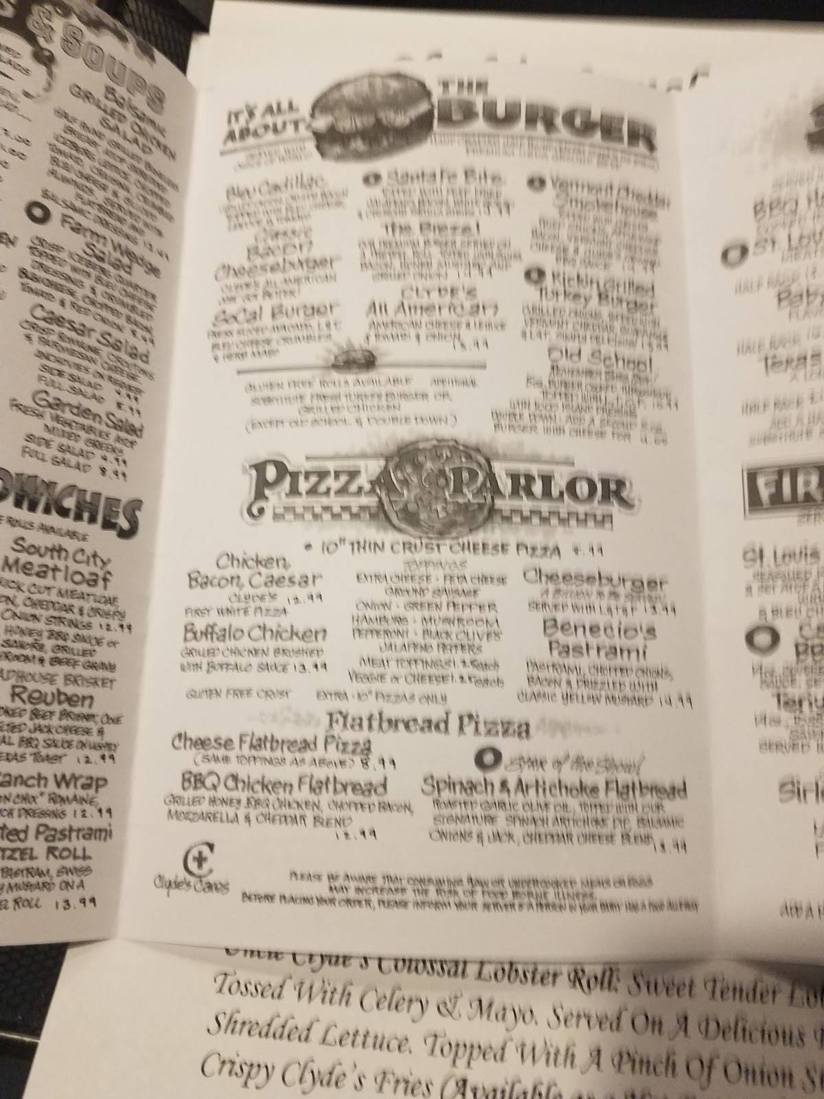 Menu at Clyde’s Grill and Bar, Walpole, 642 Providence Hwy